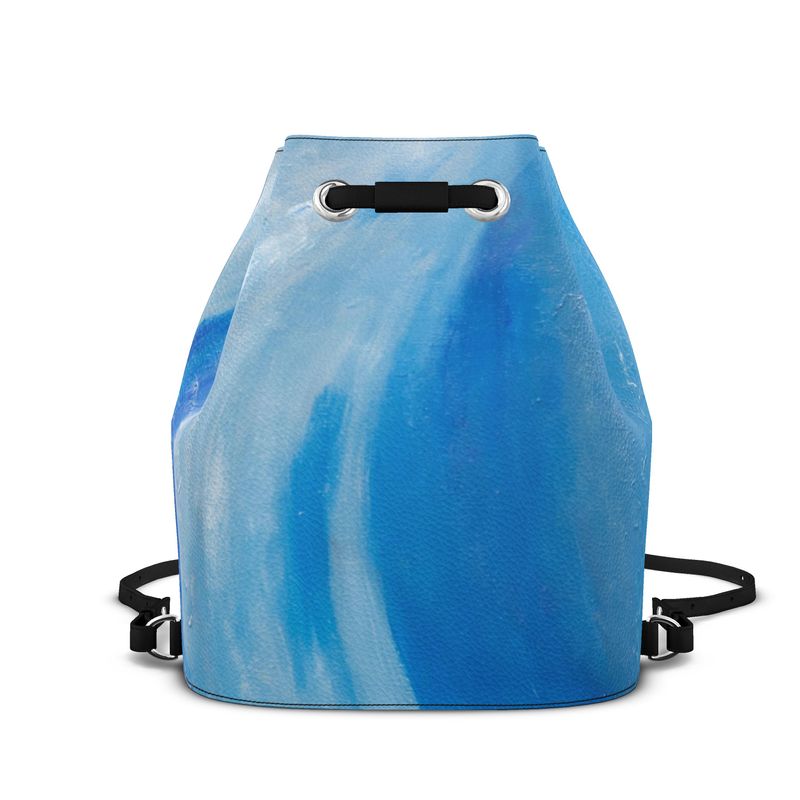 leather bucket backpack-Leather Bucket Backpack Blue Wave-FABA Collection