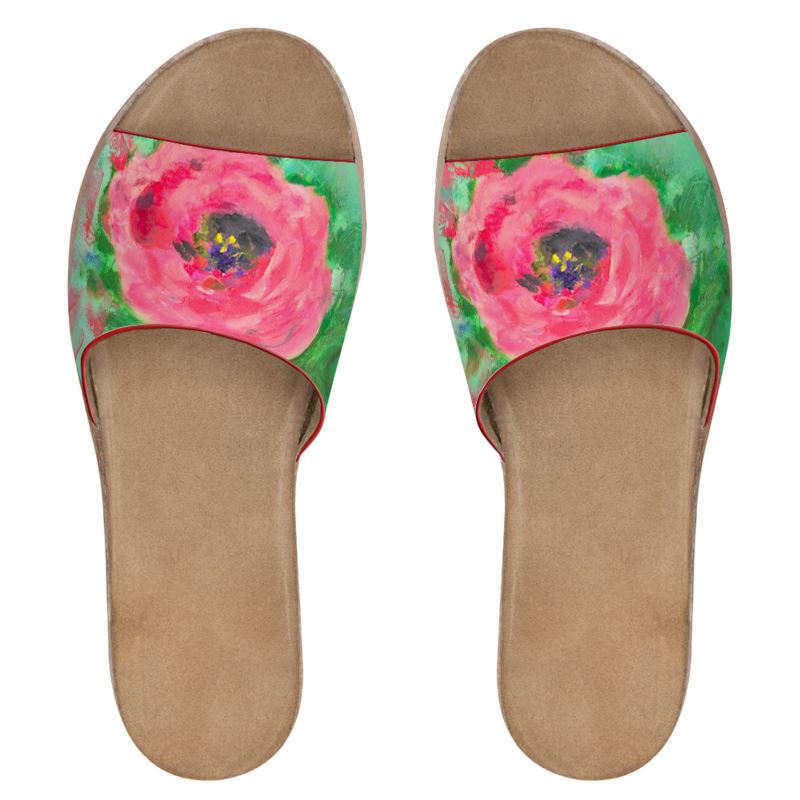 Handcrafted Bloom Leather Sliders - Exclusive to FABA