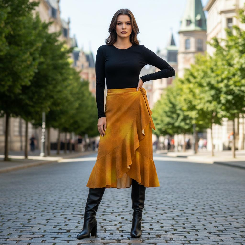 Midi Flounce Skirt Sun Glory- FABA Collection