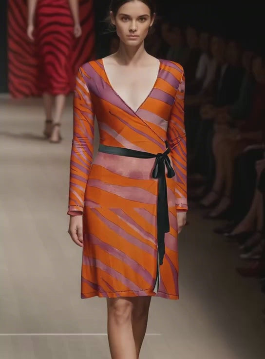 midi wrap dress-Midi Wrap Dress Red Zebra-FABA Collection