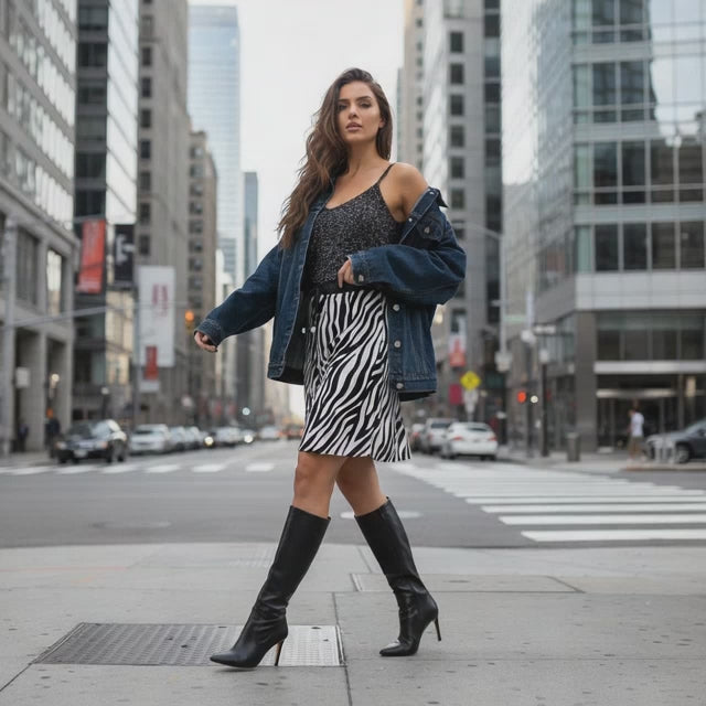 Zebra Double Layer Midi Skirt FABA Collection