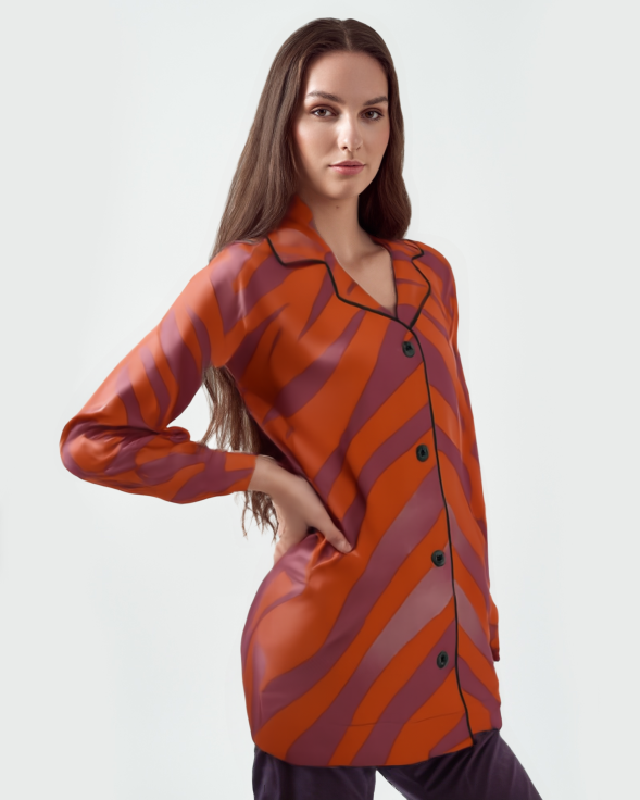 Luxury Red Zebra Loungewear Shirt - Handmade by California Artist ...