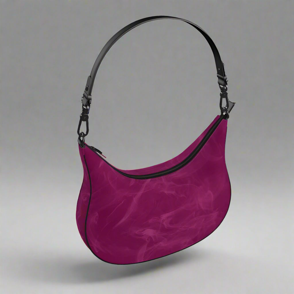 Pink Smoke Curve Hobo Bag - Designer Leather Handbag | FABA Collection