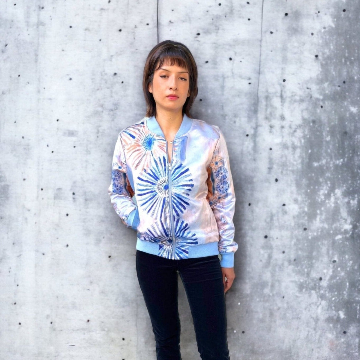 ladies bomber jacket-Women's Bomber Jacket Spinning Your Wheel-FABA ...